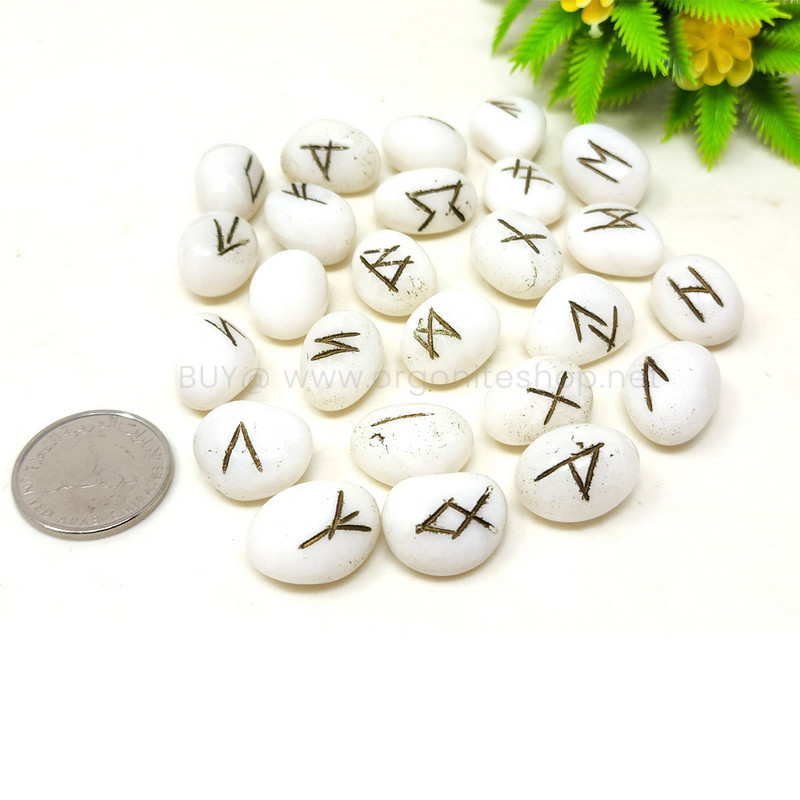 White Quartz Rune Sets With Instructions - Crystals Store